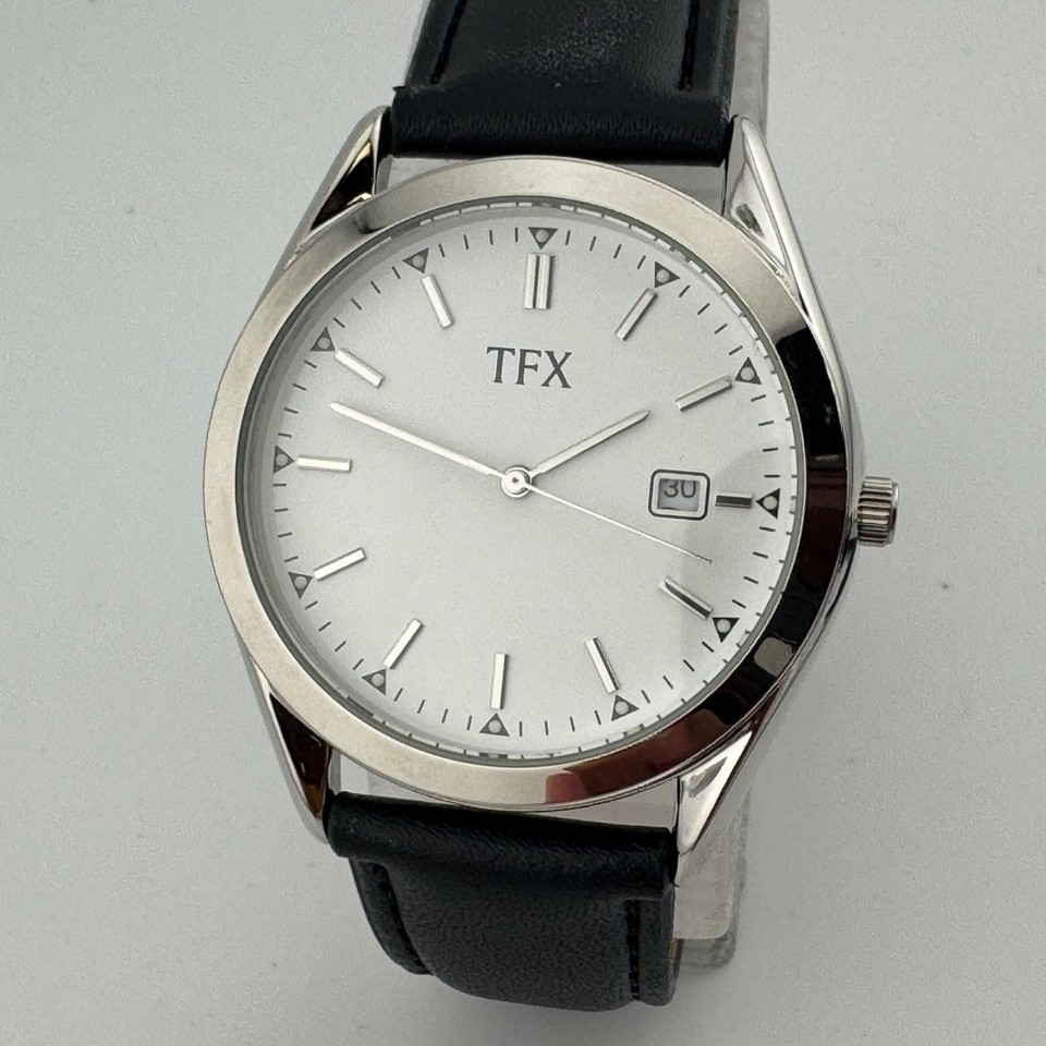 Unused TFX by Bulova Quartz Watch 36B104 Men Silver leather Date New ...