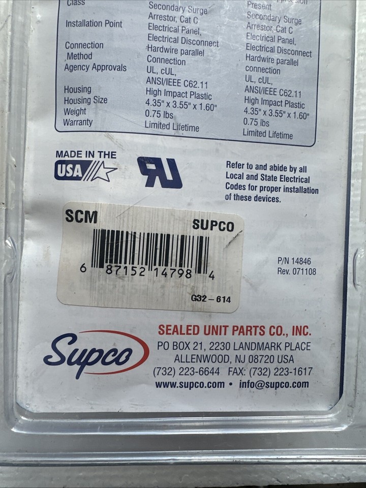 New Supco SCM Surge Protector. 120 / 240V, Single Phase 50,000 Amps | eBay