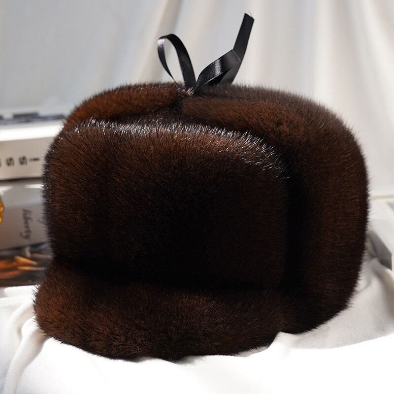 Men's Real Whole Pelt Mink Fur Hat Headgear Top Hat Middle Age Father ...