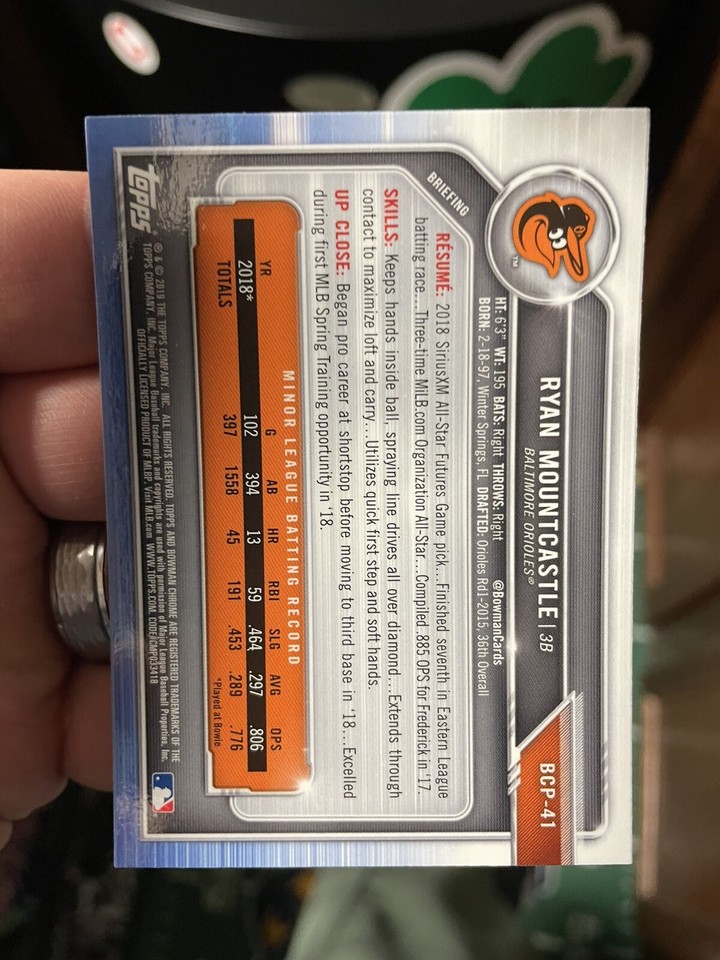 2019 Bowman Chrome Ryan Mountcastle ROOKIE BCP-41 Mojo Refractor Orioles QTY!!! | eBay
