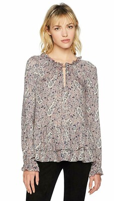 William Rast Women's Aimee Peasant Woven Blouse, Dawn Blue Grand OLE ...