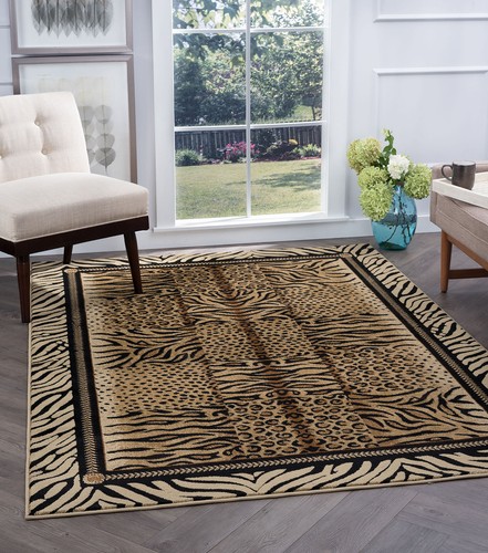Beige Animal Print Tiger Leopard Cheetah Area Rug 8753 - Aprx 5' 3" x 7 ...