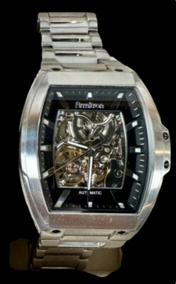 Men's Armitron Stainless Steel Skeleton Dial Black Watch | eBay