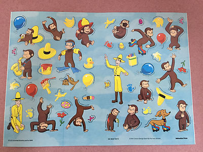 NEW Over 200 Curious George Stickers 4 Sheets of 51 stickers, size: 8. ...