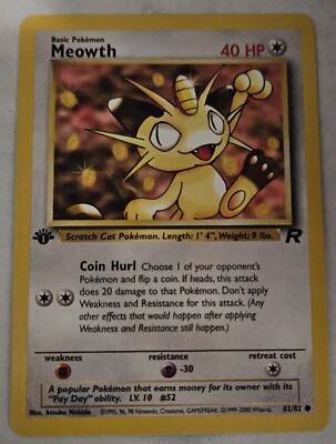 1st Edition MEOWTH 62/82 Team Rocket Set Pokémon NM | eBay