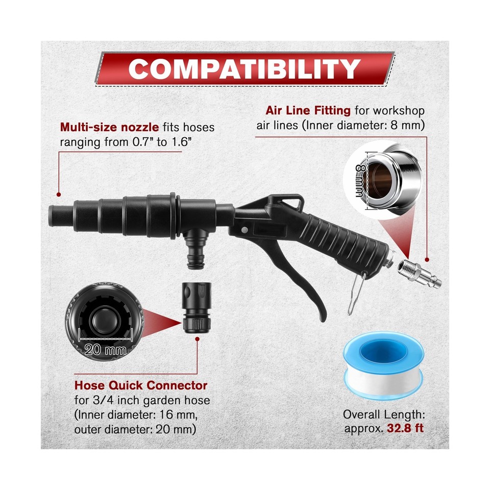 Coolant System Flush Gun, Lever Action Heater Core Flush Kit, Radiator ...