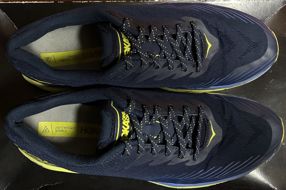 Hoka One One Torrent 2 Trail Racer Blue Size 11.5 Yellow 2020 Sprite ...