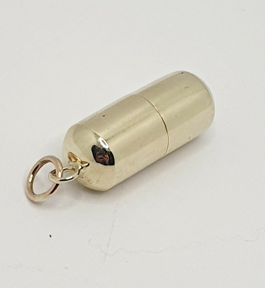9ct Yellow Gold Pill Box / Snuff Box- Pill-shaped box Screw thread ...