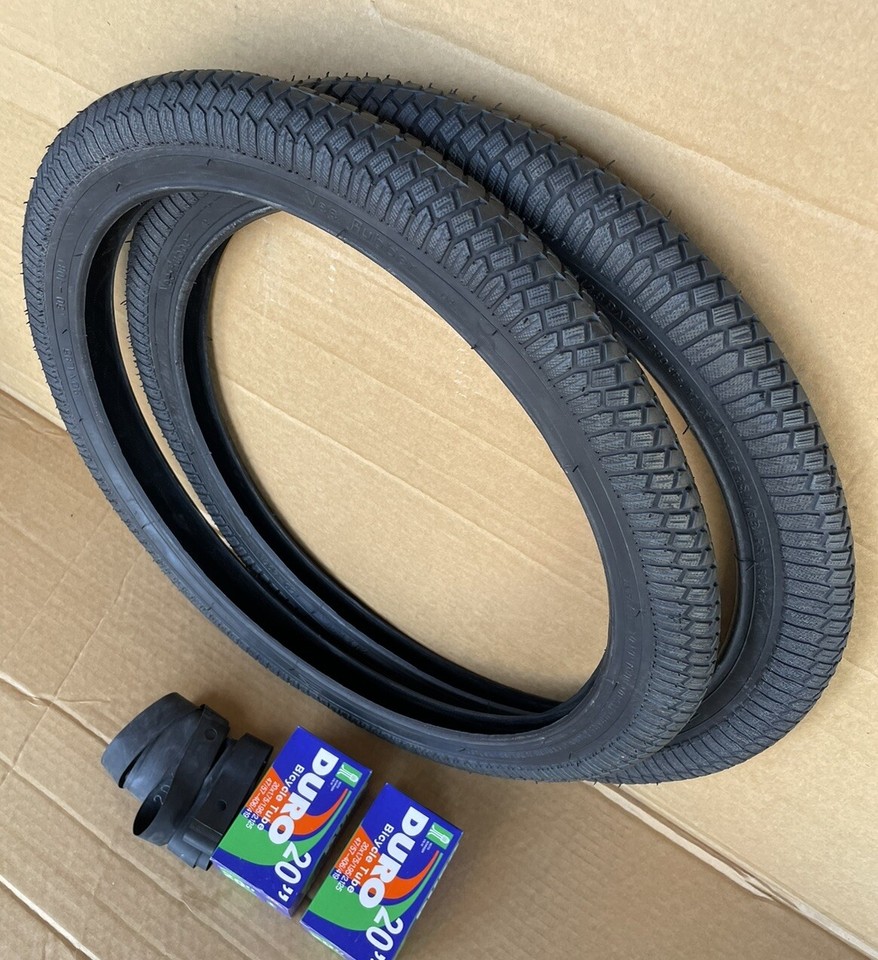 Pair of 20 x 1.95 Bicycle Tires + Tubes Bundle All Black Freestyle ...