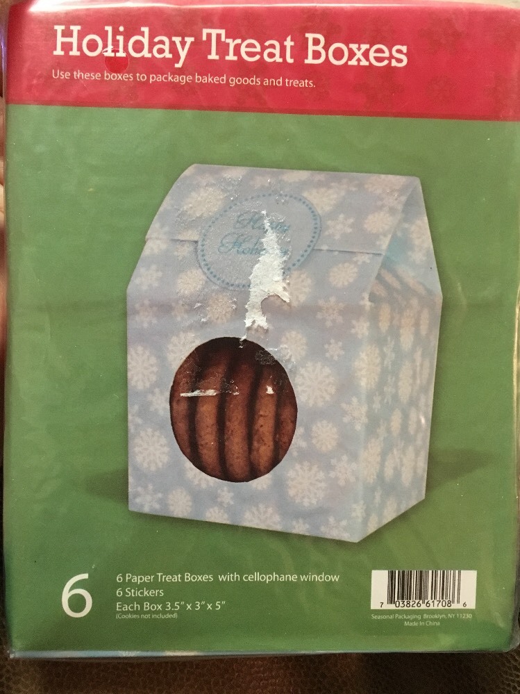 Lot of 2 Holiday Treat Boxes with Cellophane Window Blue Snowflakes 12 ...