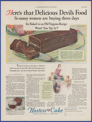 Vintage 1929 HOSTESS CAKES Devil's Food Cake Dessert 1920's Print Ad | eBay
