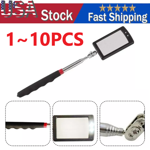 Inspection Mirror LED Lighted Mechanic Telescoping illuminate Swivel ...