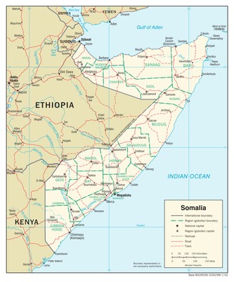 Somalia Road Highway Transportation Transport Map Country Nation Print ...
