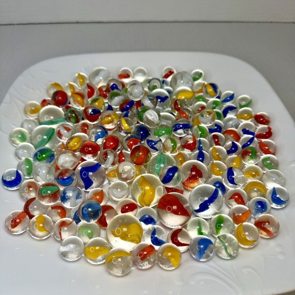 VTG Peltier Glass Banana Cat's Eye Marbles 192pcs & Shooters Multicolor ...