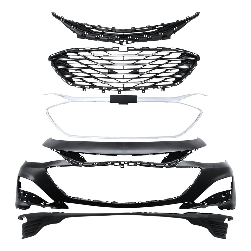 Fit 2019-2024 Chevy Malibu Front Bumper Cover Upper & Lower Grille Fog ...