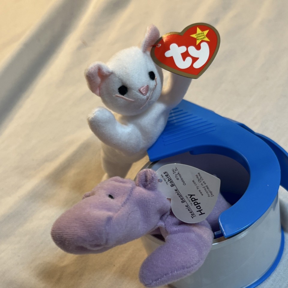 Ty Teenie Beanie Babies Flip the Cat White Plush Toy 1997 and 1998 ...