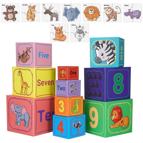 Nesting and Stacking Blocks Stacking Toys for Toddlers Plus Animal ...
