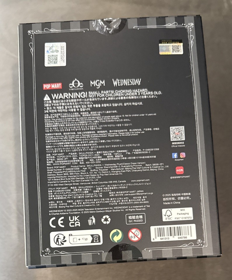 SKULLPANDA Wednesday Plush Classic Dress POPMART NYC Exclusive Pop Up ...