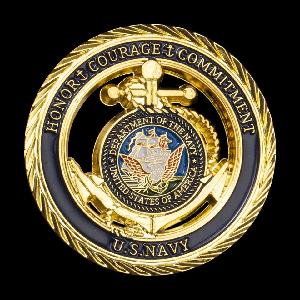 Navy Hollow Emblem Gold Core Values Military Challenge Coin | eBay