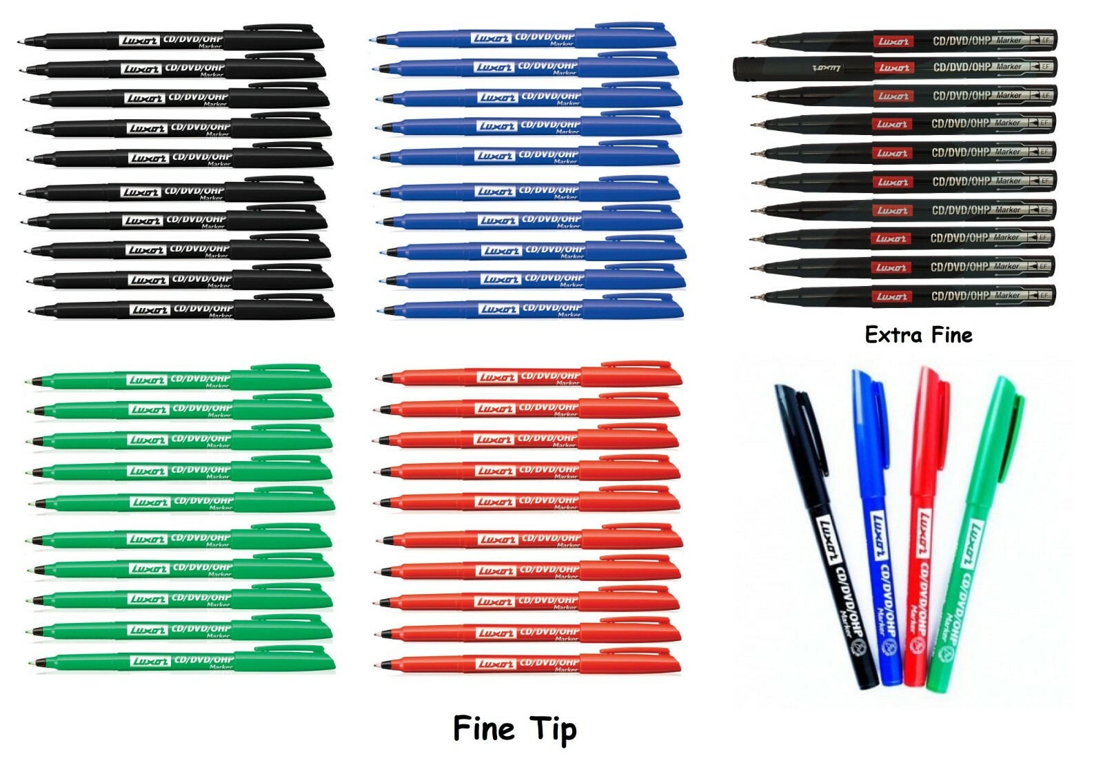 FINE TIP PERMANENT MARKER PENS BLACK RED BLUE COLOUR CD DVD Art Best ...