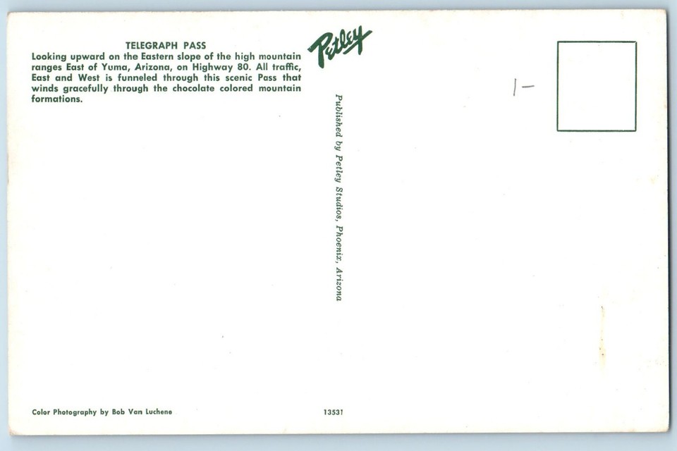 Yuma Arizona Postcard Telegraph Eastern Slopes High Mountain 1960 ...