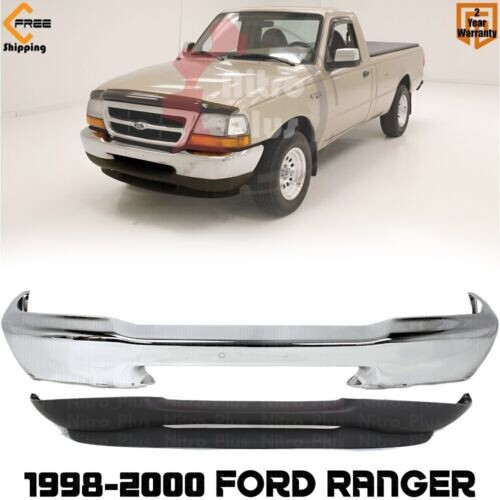 Front Bumper Chrome Face Bar & Lower Valance For 1998-2000 Ford Ranger ...