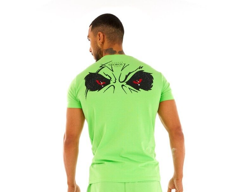 Men Avenue George V Paris T-Shirt Teddy Rhinestone Men's Green fitted ...