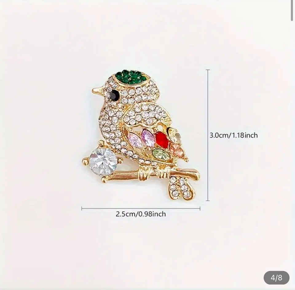 Shiny BLING Rhinestone Jeweled Magpie Cute Bird Corsage Brooch Lapel ...