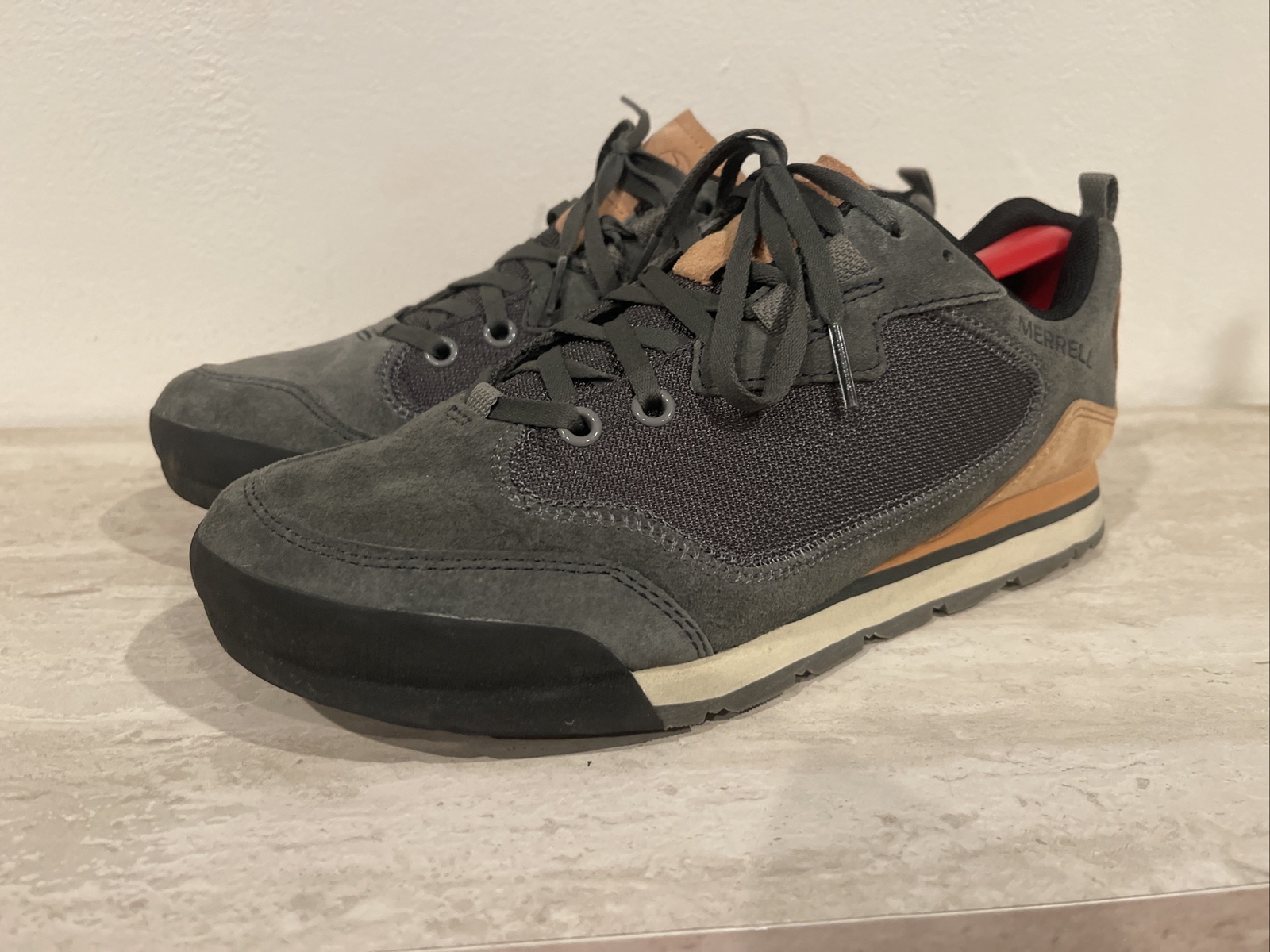 Merrell Burnt Rock Travel J95237 Gray Tan Suede Lace Up Sneaker Shoes ...