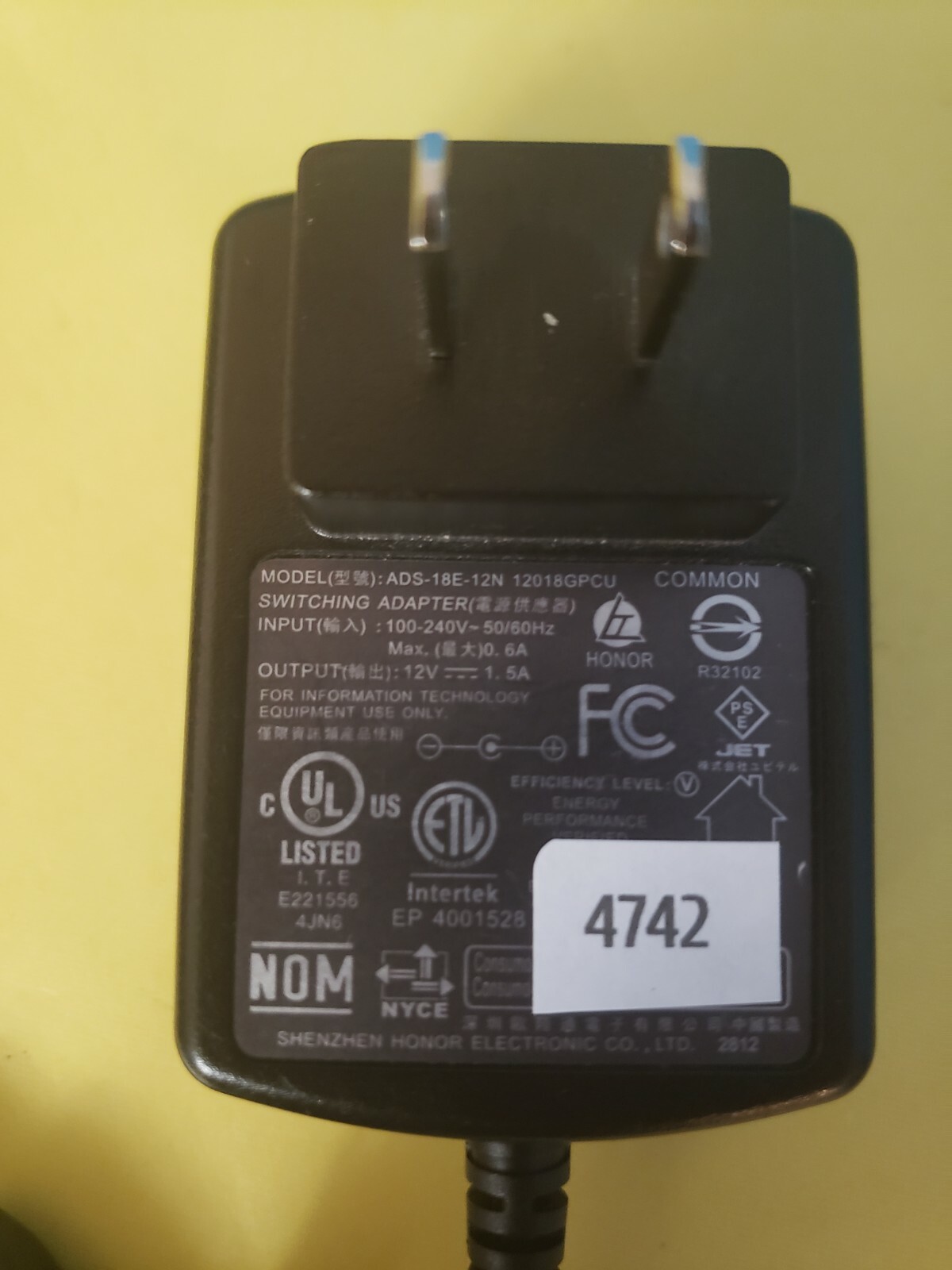 HONOR SWITCHING POWER ADAPTER ADS-18E-12N 12V 1.5A | eBay