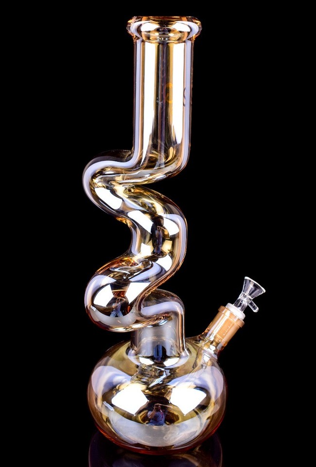 TALL 14" DOUBLE ZONG Bong MONSTER Glass Water Pipe Hookah Iridescent ...