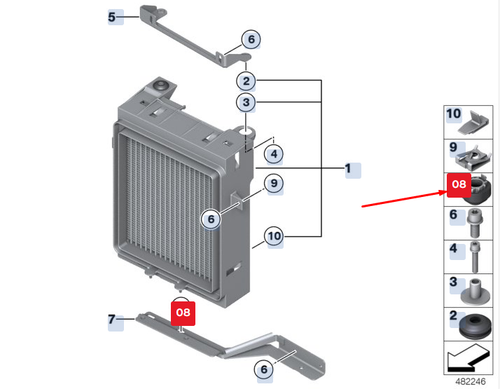 BMW 5 Gran Turismo F07 Engine Radiator Rubber Mount 17117575251 NEW ...