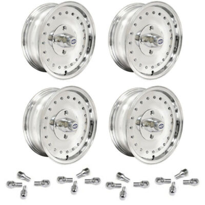 Set Of 4 15" X 5-1/2" Vw Bug 4 Lug Polished Empi Smoothie Wheels & Lug ...
