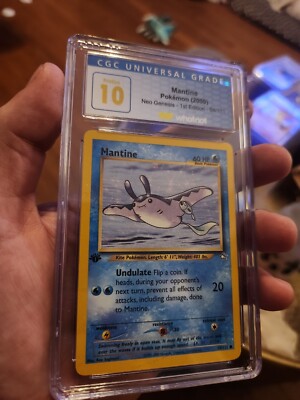 (POP 5) CGC 10 PRISTINE Mantine Pokemon Card 64/111 Neo Genesis 1st ...
