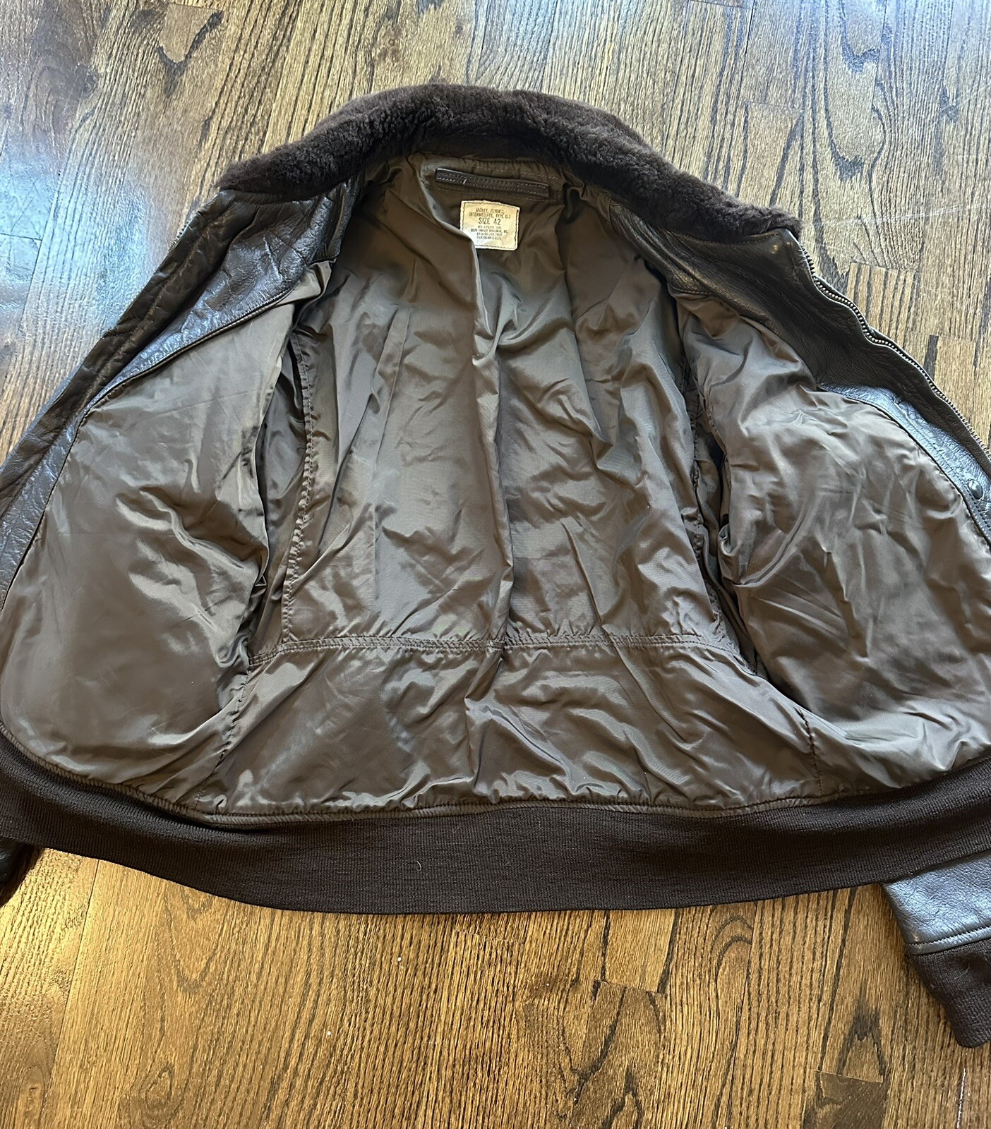 VINTAGE G1 US NAVY FLIGHT JACKET LEATHER MILITARY BOM… - Gem