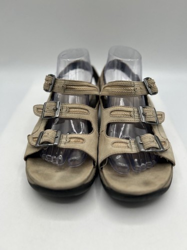 Clarks Springers Slingback Women's Sz 8.5M Beige Leather Flat Sandal ...