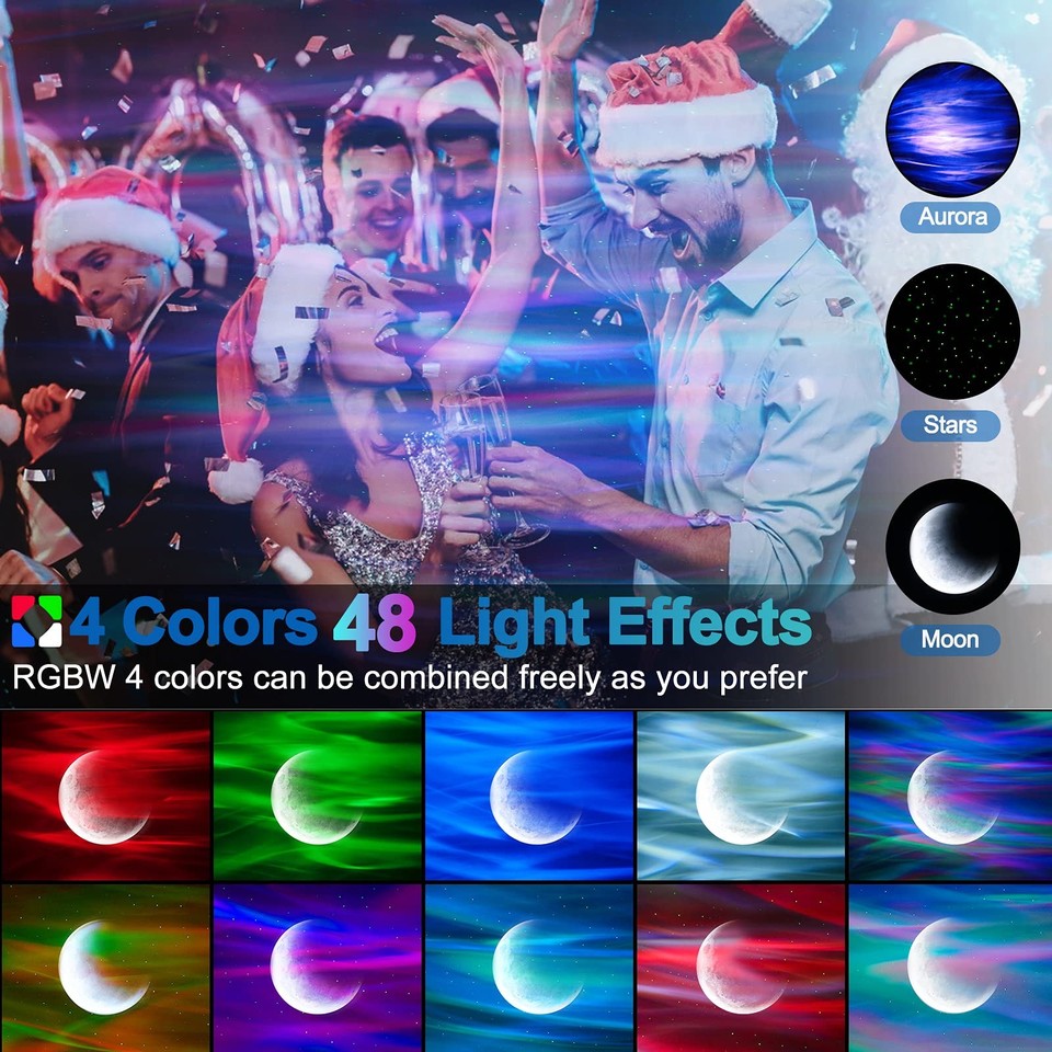Aurora Star Light Projector with Moon, Galaxy Lights Projector with ...