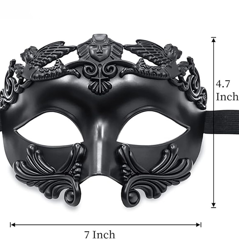 Masquerade Mask for Men Roman Greek Mask Black Roman God Venetian Half ...
