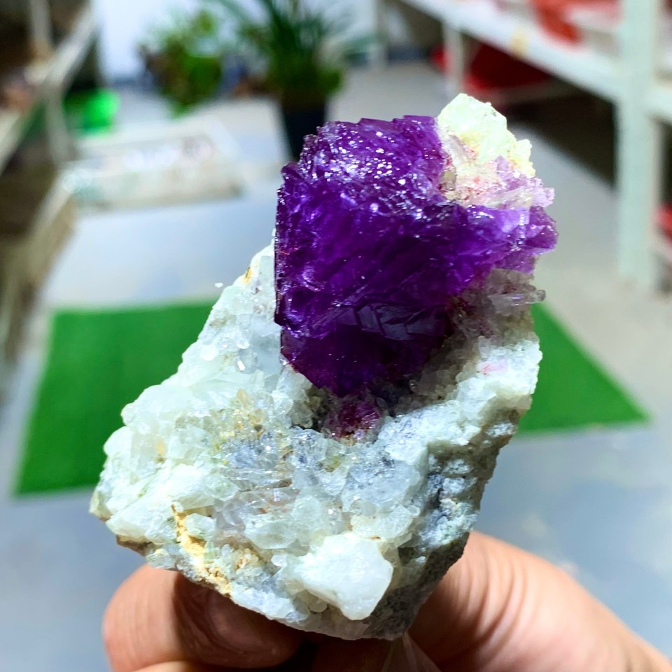 80G Beautiful purple potassium alum octahedral crystal calcite crystal ...