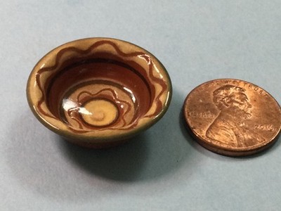 1/12 Scsle - Dollhouse Redware Decorated Bowl by Jane Graber | eBay
