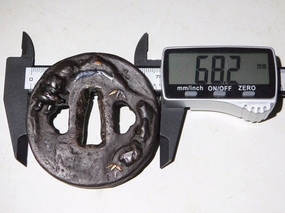 Rare Bear Design Inlaid Tsuba Edo original tsuba antique | eBay