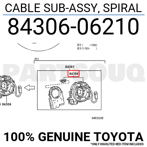 8430606210 Genuine Toyota CABLE SUB-ASSY, SPIRAL 84306-06210 | eBay