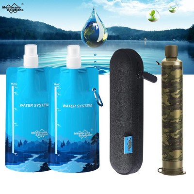 Personal Water Filter Straw,w/Carry Case and 2xWater Pouch Portable ...