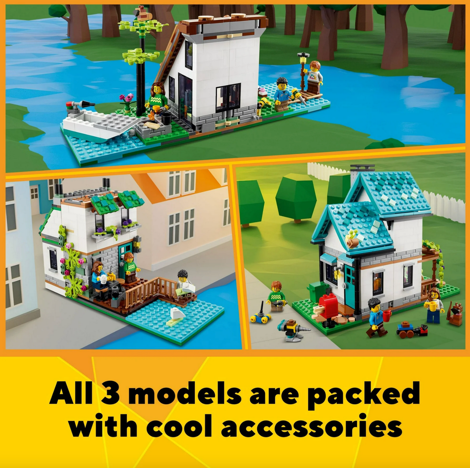 LEGO Creator 3 in 1 Cozy House Toy Set 31139, Model Building Kit New ...