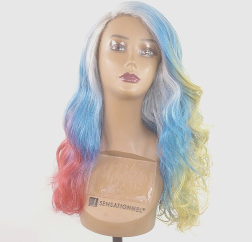 Multi-color womans wig. 14in pre-cut lace front with layered bodywave ...