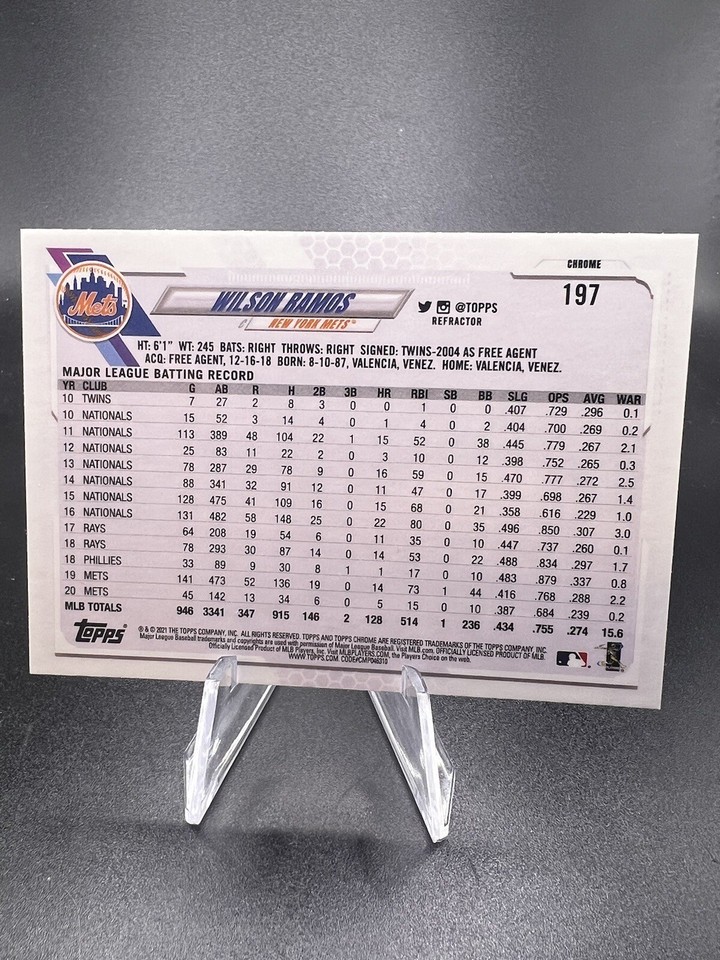 2021 Topps Chrome Wilson Ramos #197 Refractor New York Mets | eBay