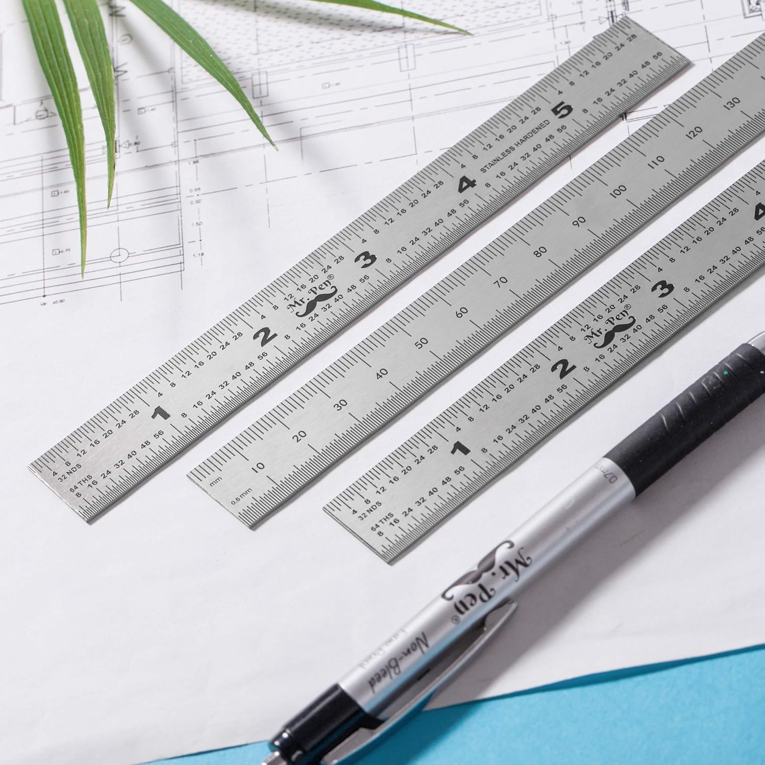 High-Quality 6-Inch Stainless Steel Rulers - Set of 3 for Accurate ...