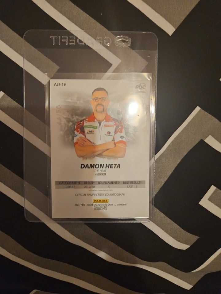 Damon Heta 1st Edition Panini Darts Autograph 44/50 Trading Card 2024 ...