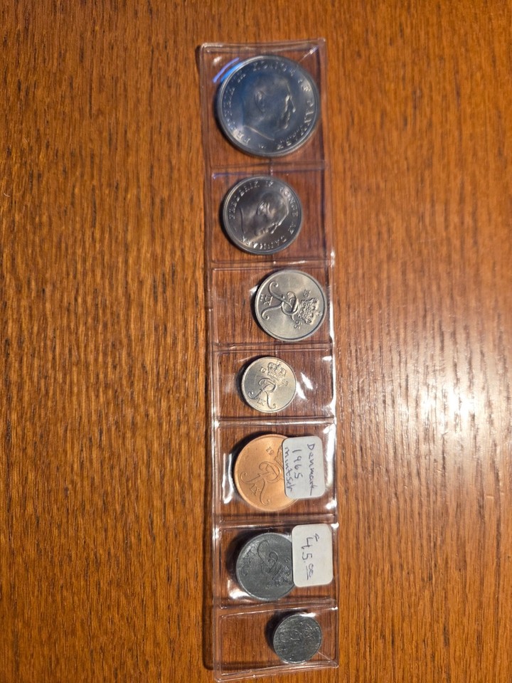 DENMARK 1965 Original Coin Set - 7 Select Coins from the Royal Danish ...