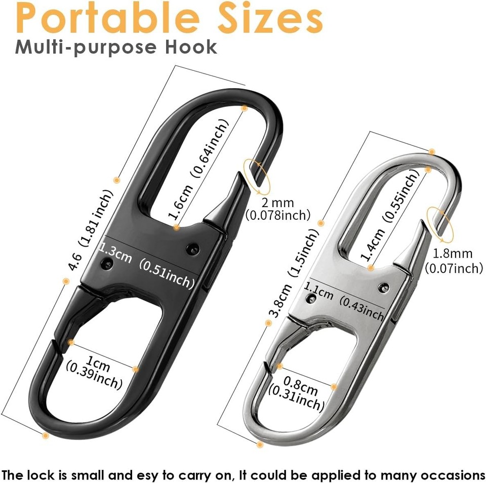 Anti Theft Zipper Lock- Backpack Lock Keep The Black/Silver | eBay